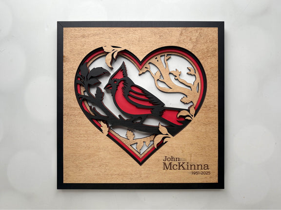 Cardinal "Heart" Layered Sign – That Laser Dude