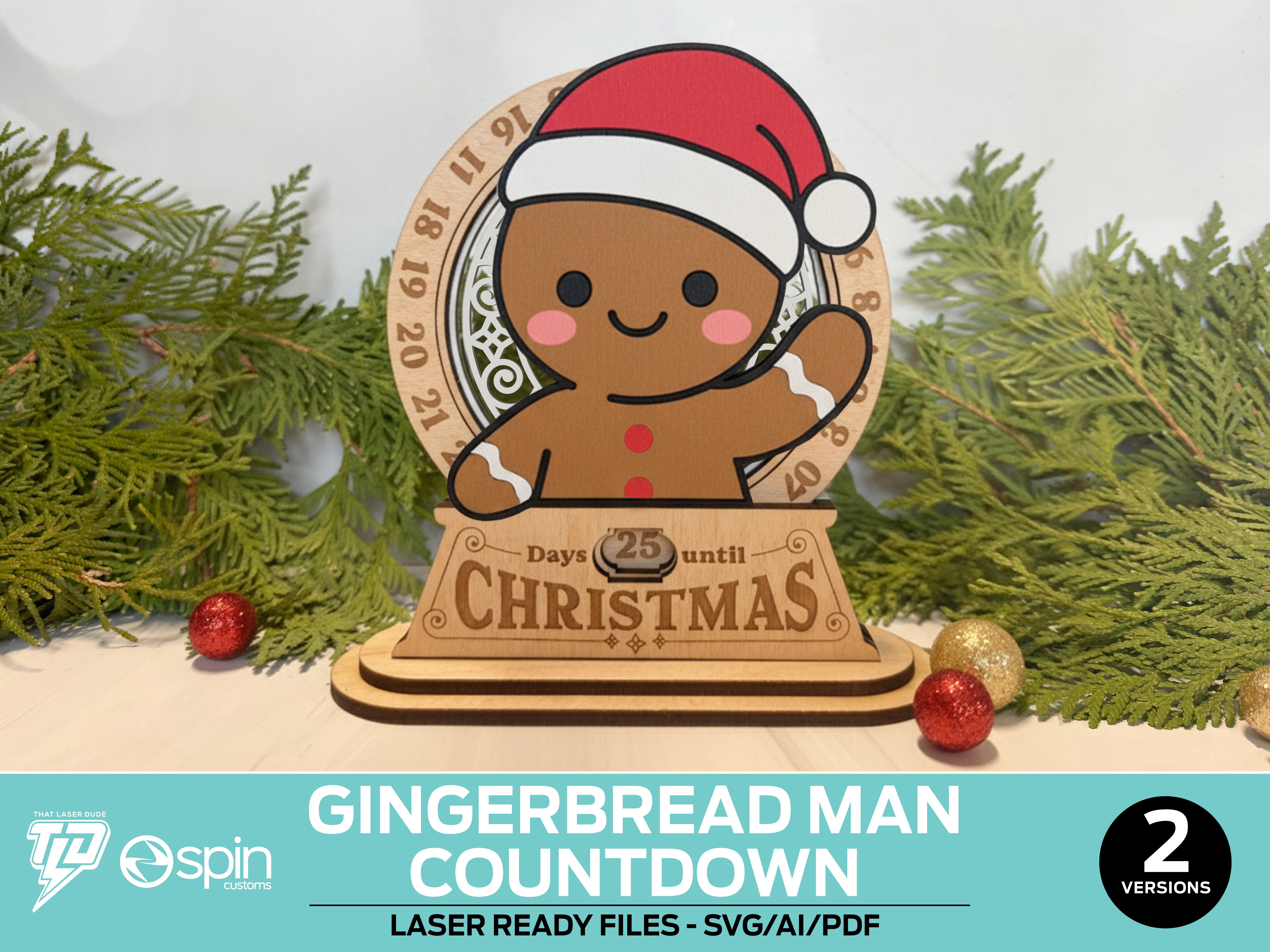 Gingerbread Man Christmas Countdown Advent Calendar Stand - 2 Variatio ...