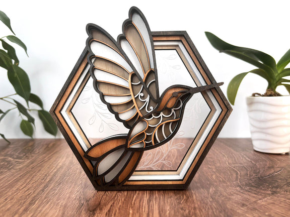 Hexagon Shadow Box Design - Laser Ready file - 8 Designs - Glowforge a ...